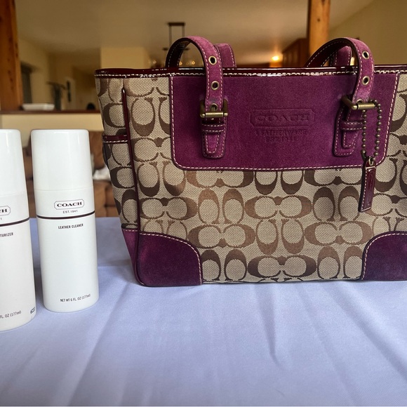 Coach | Bags | Coach Magenta And Tan Colored Purse | Poshmark